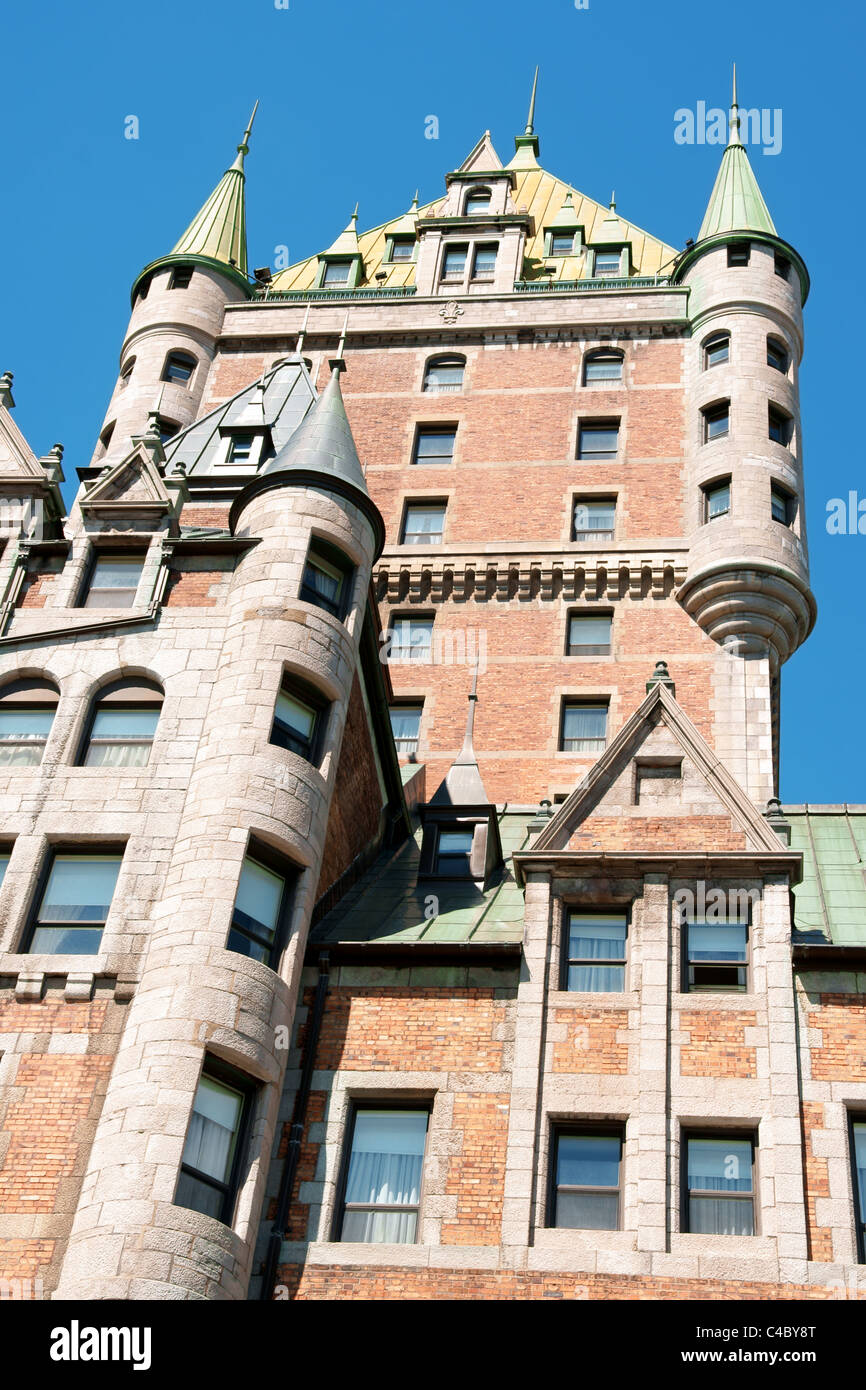 The central tower of Chateau Frontenac in Quebec City, Canada Stock ...