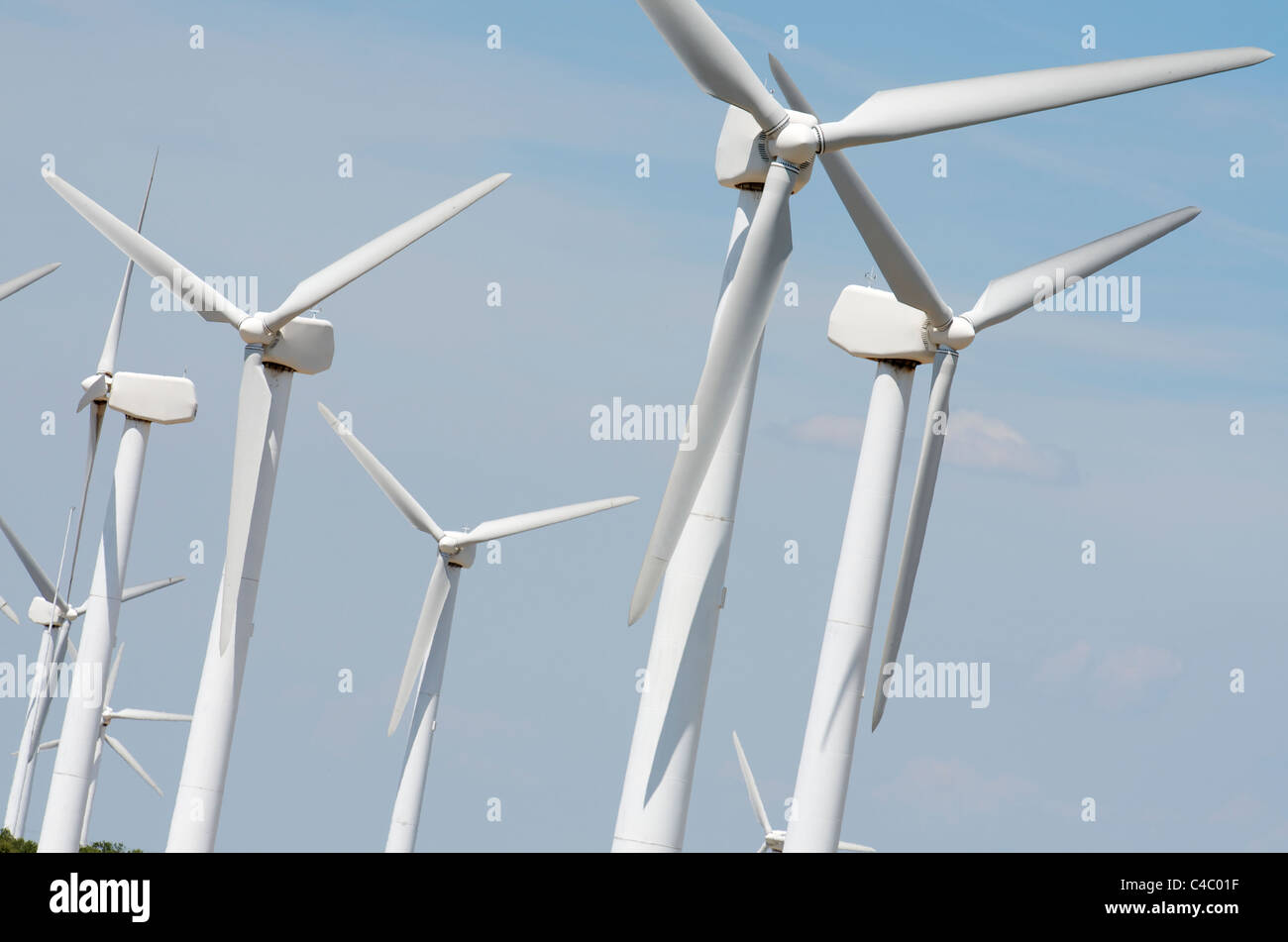group of windmills for electric power production ecological Stock Photo ...