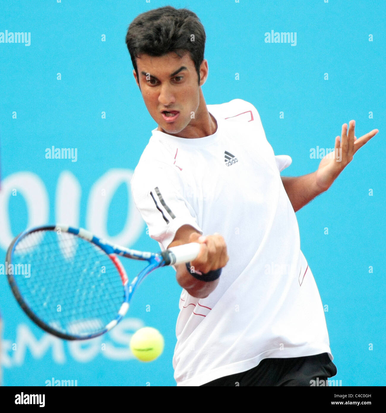 Yuki Bhambri of India competing in the Mens' Singles Finals Stock Photo ...