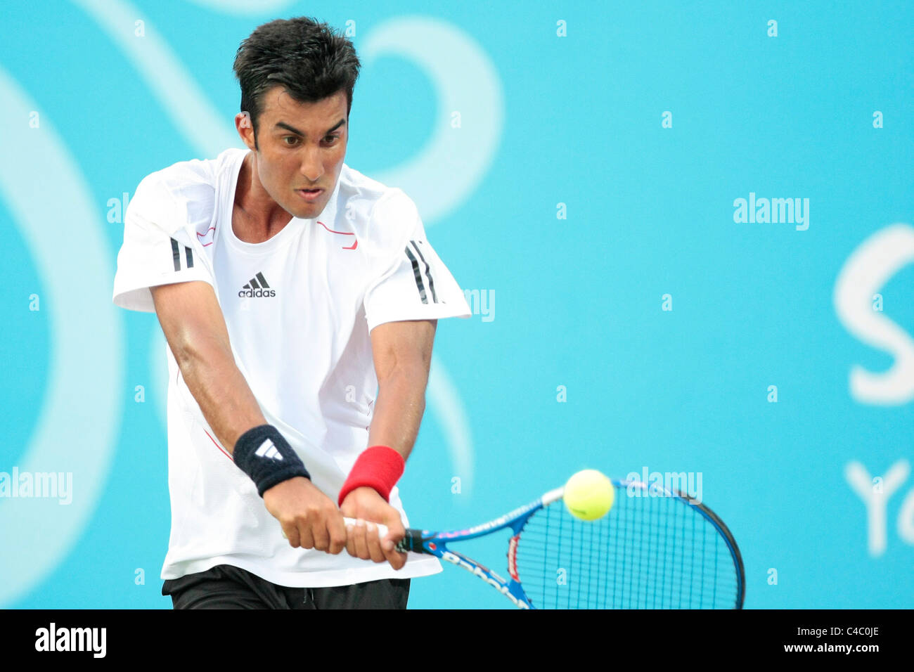 Yuki Bhambri of India competing in the Mens' Singles Finals Stock Photo ...