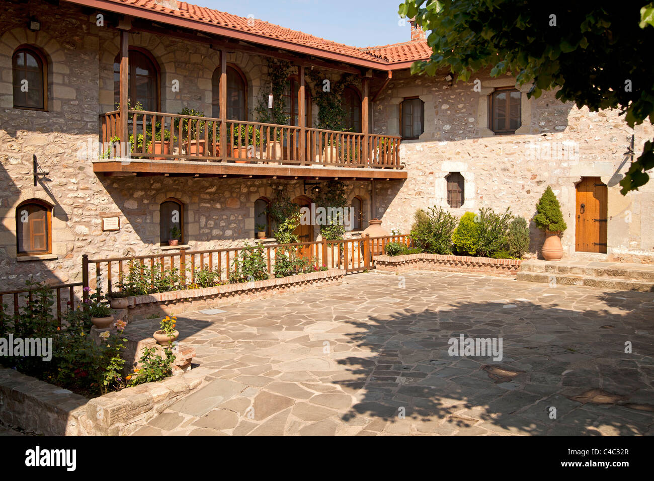 Courtyard of the Holy Monastery of St. Stephen. Meteora complex of ...