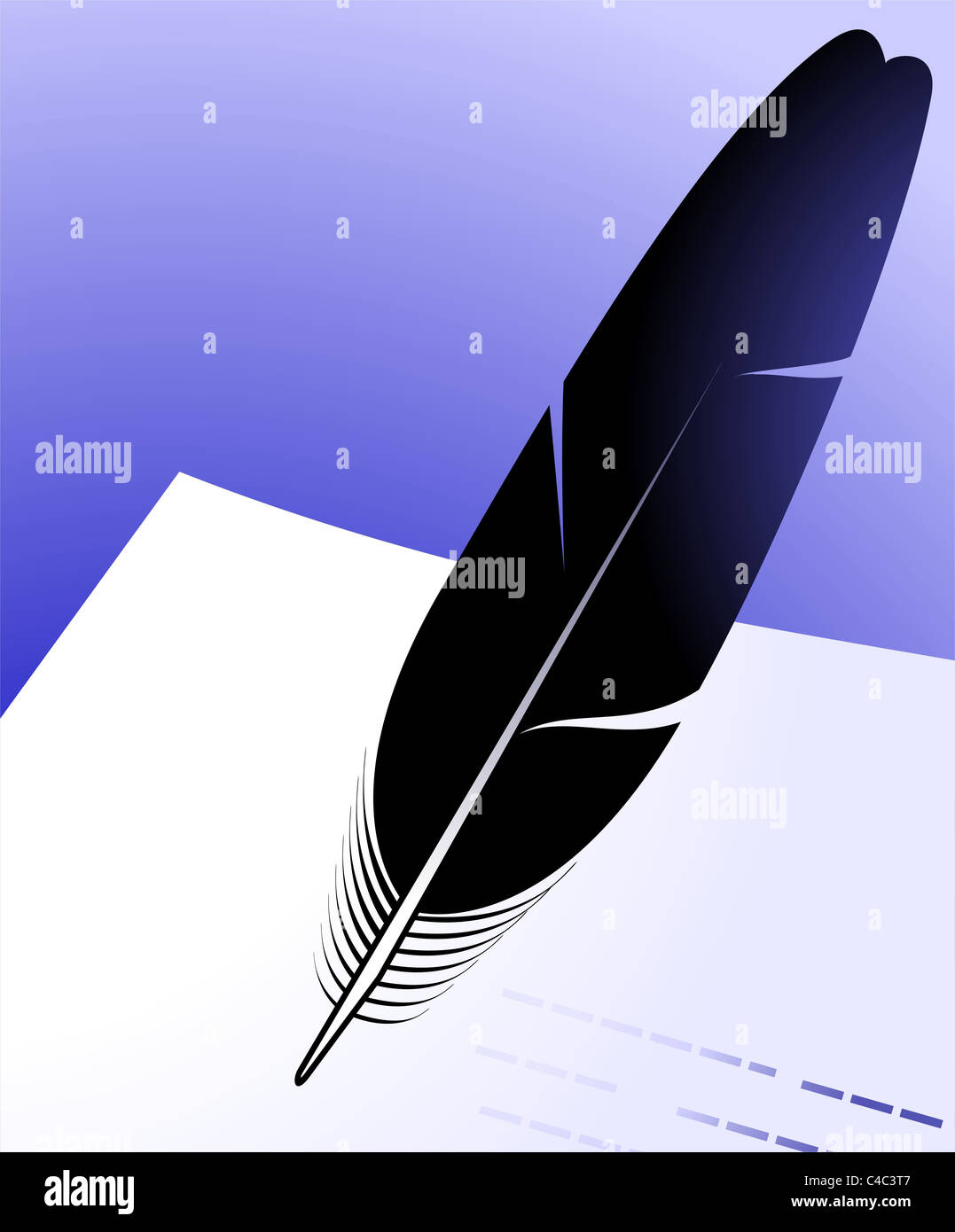 Illustration of a quill and inkpot Stock Photo - Alamy