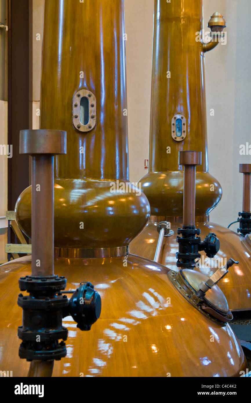 Whisky distillery stills in Scotland Stock Photo - Alamy