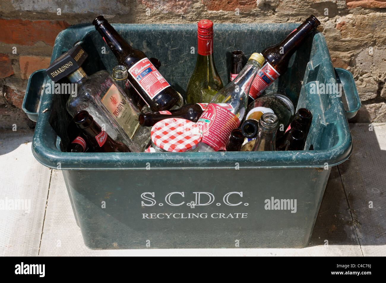 glass recycling crate bottles recycle household Stock Photo - Alamy