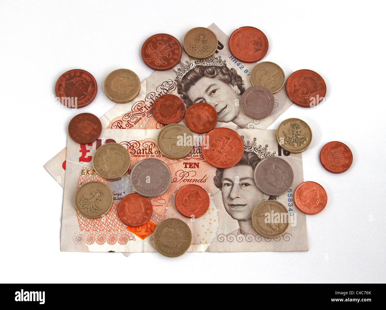 British (uk) currency on a plain background Stock Photo - Alamy