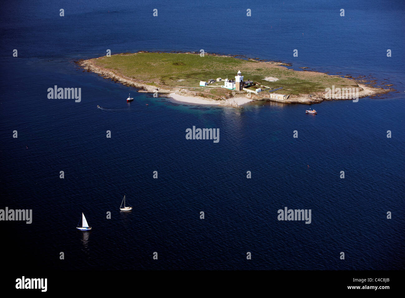 Aerial view of Coquet Island, Northumberland and the North Sea Stock ...