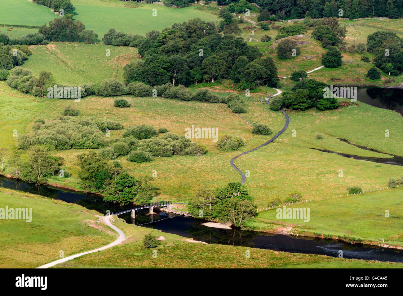 Footbridge over the River Derwent and Cannon Dub, Derwent Water ...