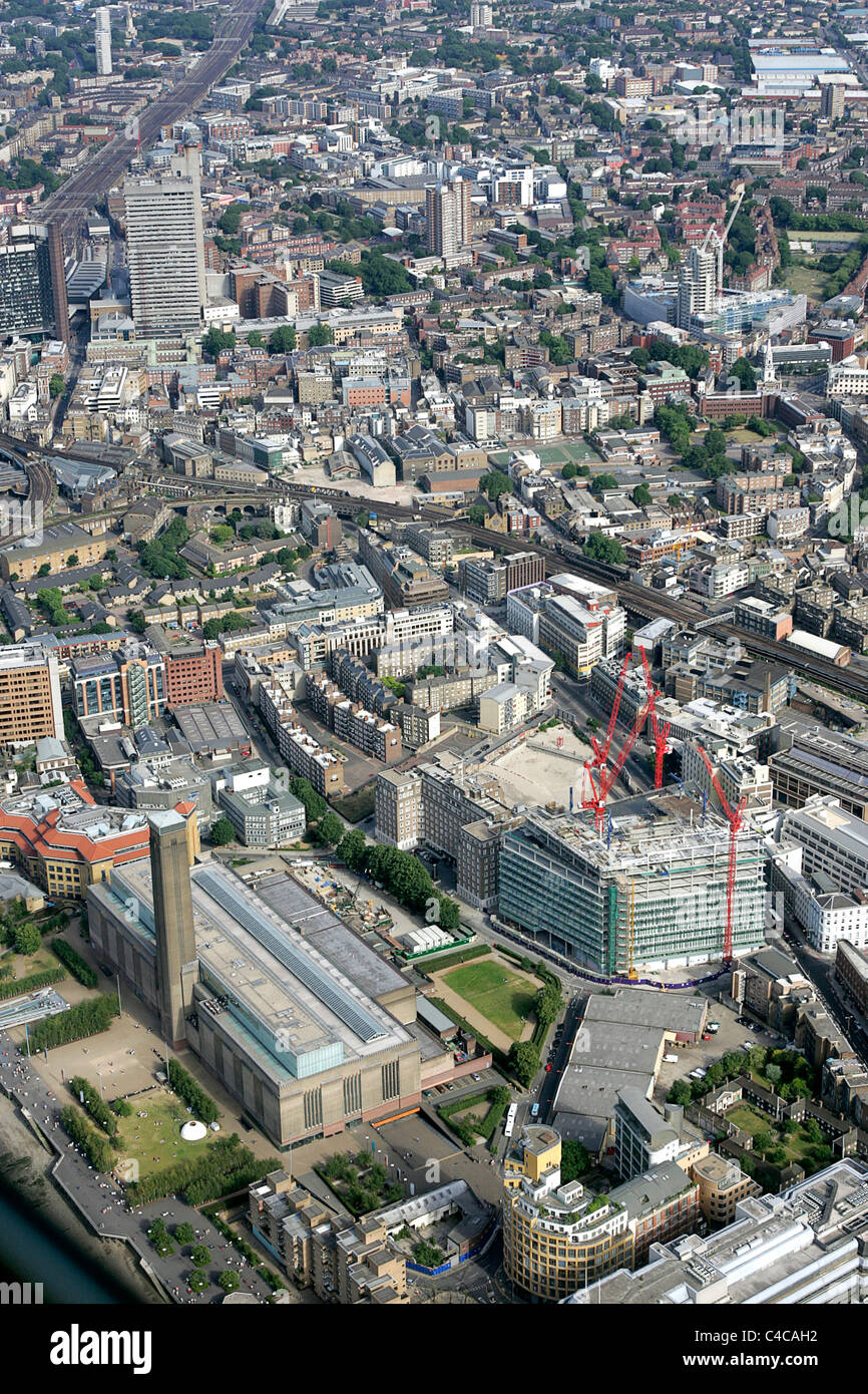 Aerial view of the Tate Modern and IPC new building South East London ...