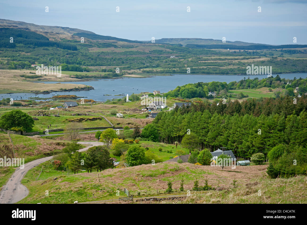 The approach to the Village of Dervaig on the west coast of the ...