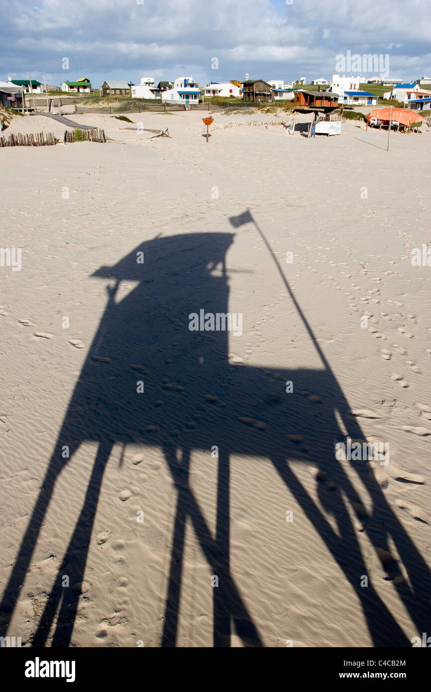 Lifeguard hut shadow at the beach in Cabo Polonio. Uruguay Stock Photo ...