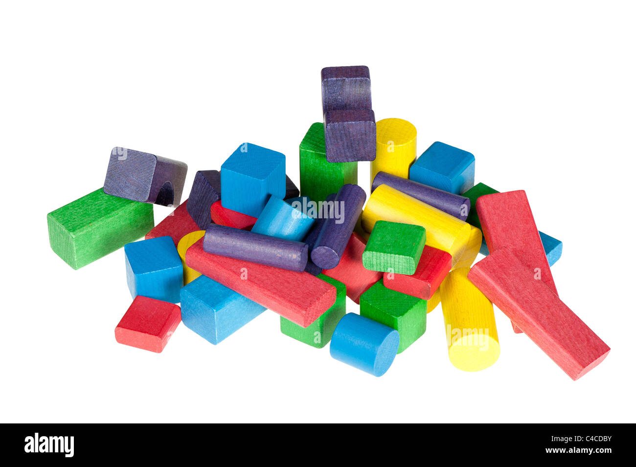 Set of wooden toys of blocks. Isolated on white Stock Photo - Alamy
