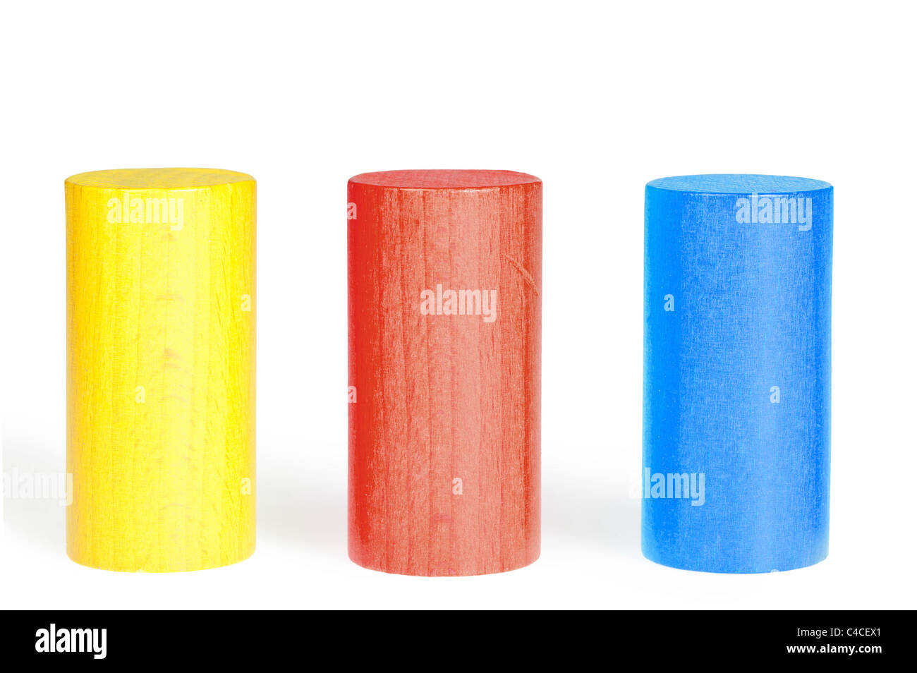 Wooden colour cylinders. It is isolated on a white background Stock ...