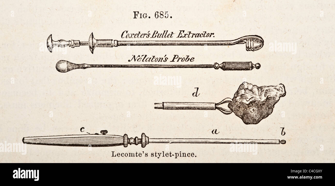 Antique Illustration of Surgical Tools and Medical Apparatus Stock ...