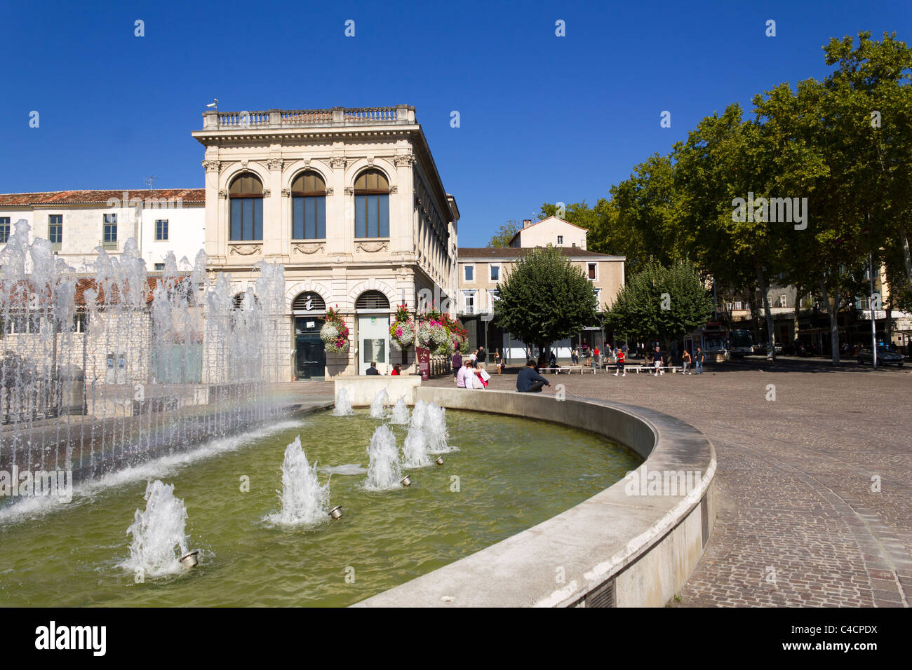 Fountains and square in autumn sunshine at Cahors, Lot 46, Midi ...