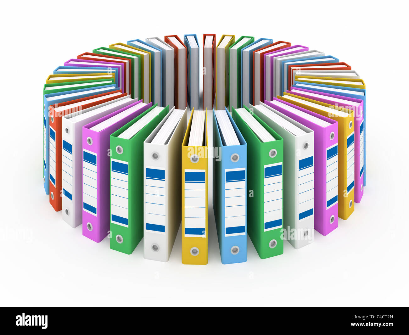 Organized office folders isolated on white Stock Photo - Alamy