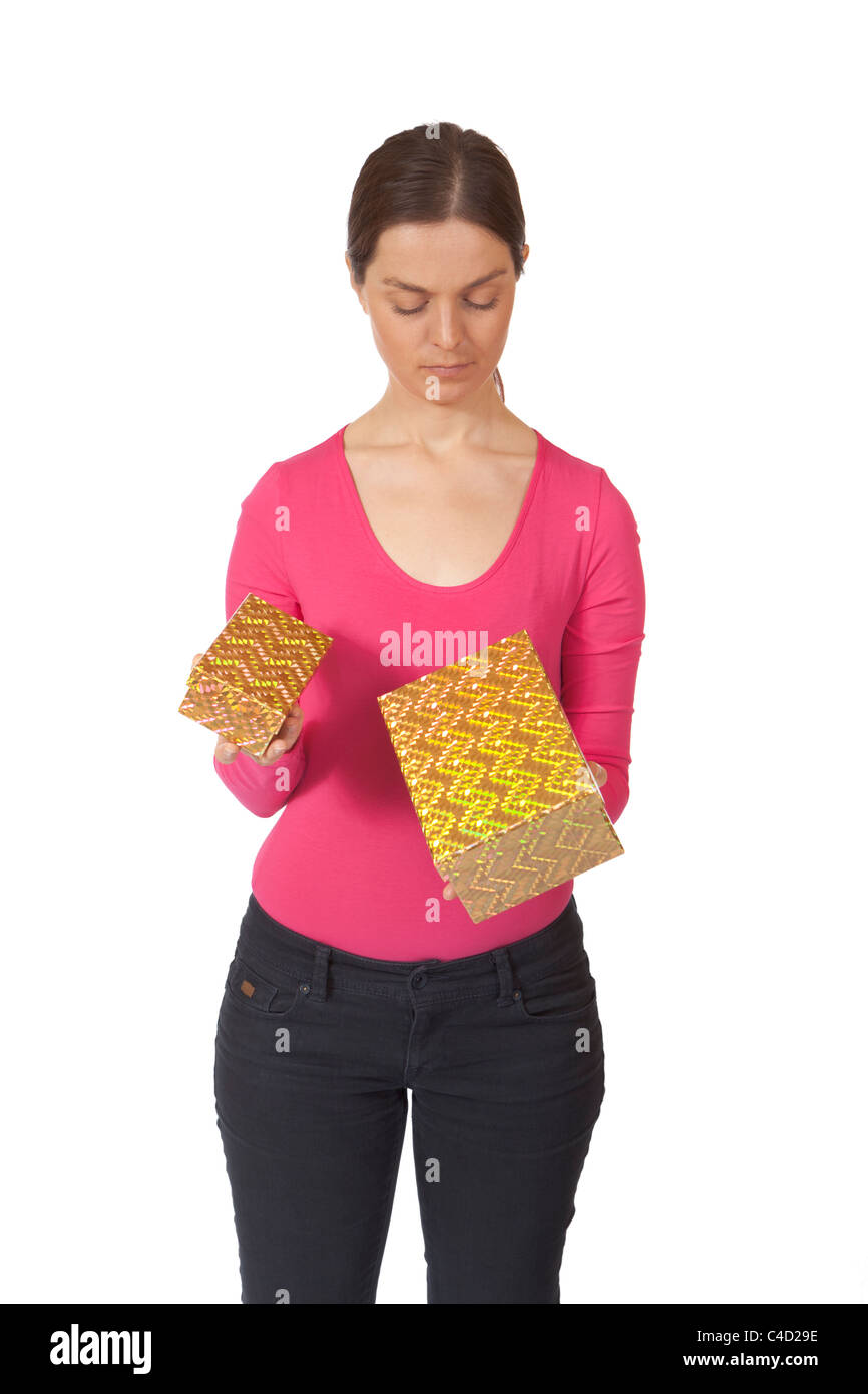 Woman with boxes Stock Photo - Alamy