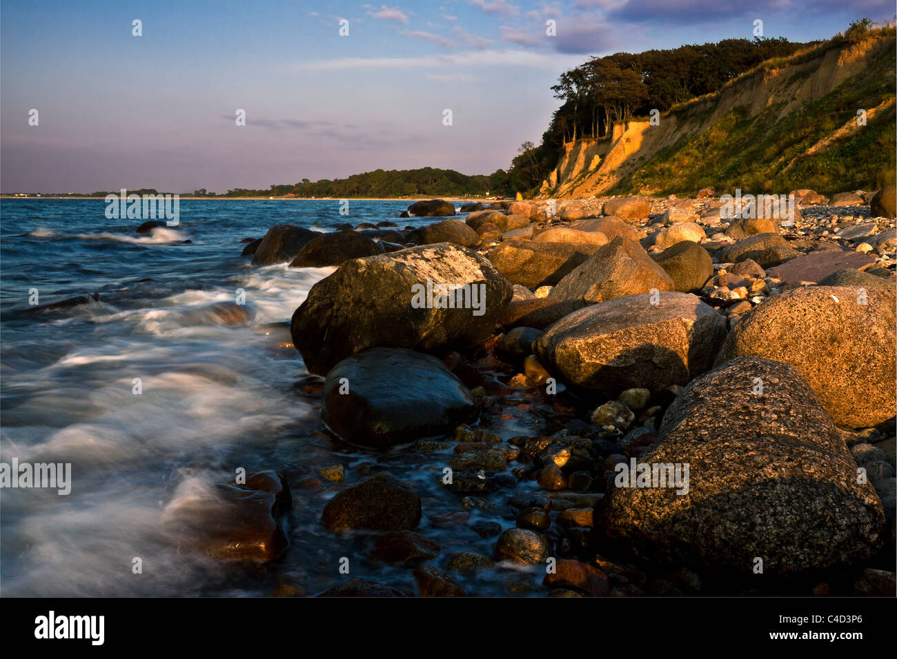 sunset at the steep coast of Hohwachter Bay Stock Photo - Alamy