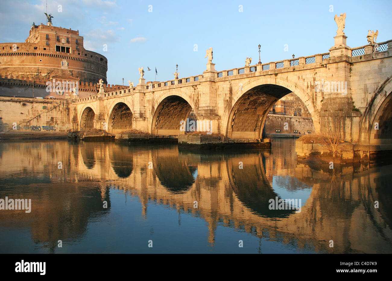 View on famous Saint Angel castle and bridge over the Tiber river in Rome, Italy Stock Photo - Alamy