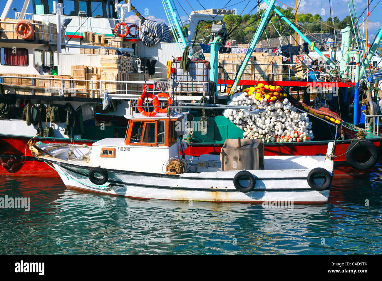 Turkish fishing boats tied up in Kusadasi, Turkey Stock Photo - Alamy