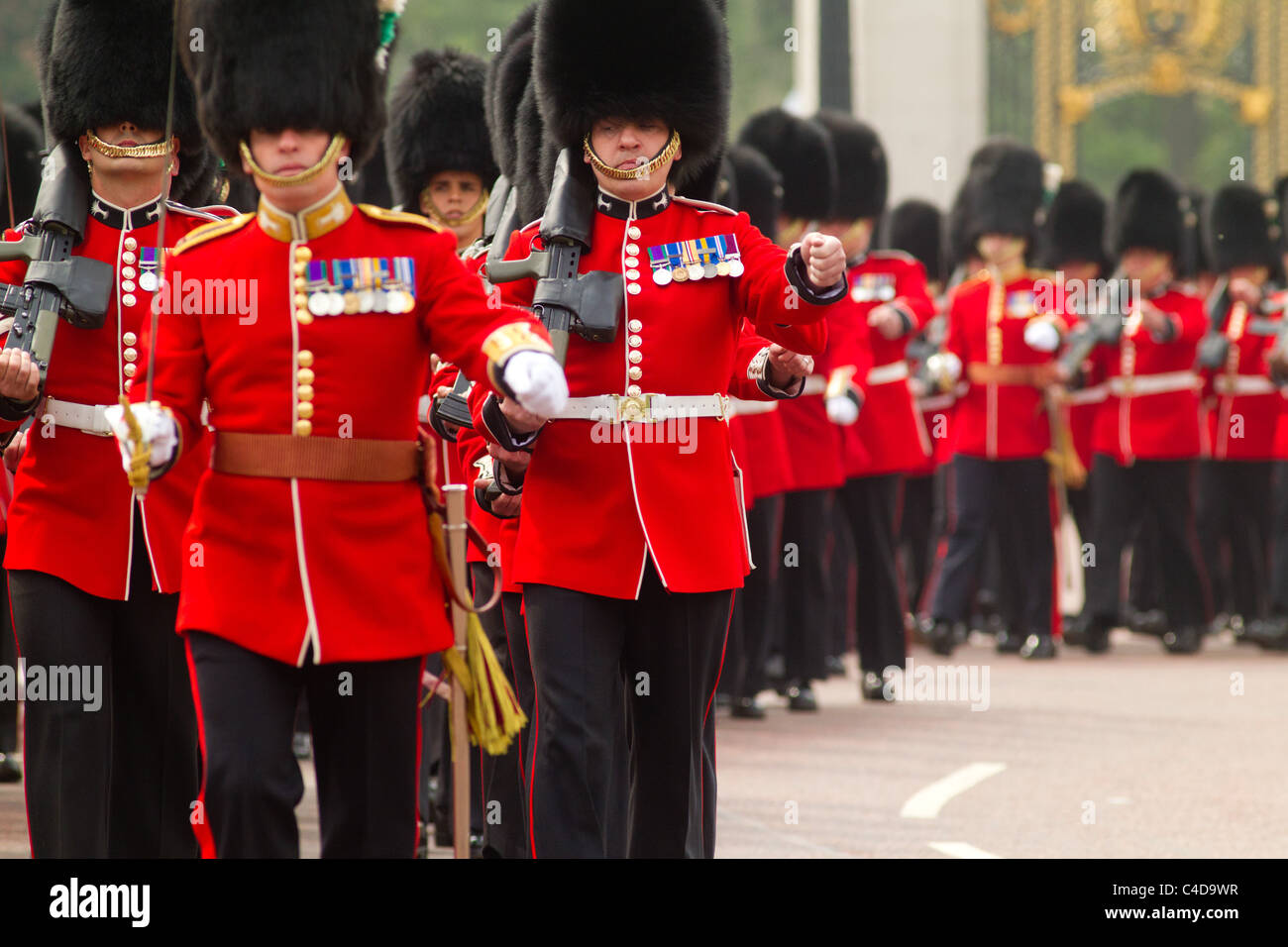 Coldstream Guards arrive to line the route for the royal wedding of ...