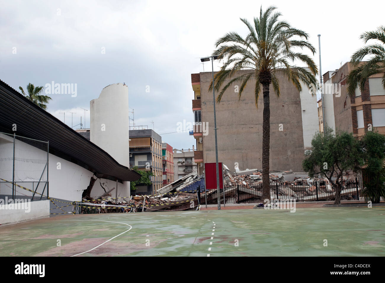 Lorca Spain earthquake building scene. Large destructive earthquake ...