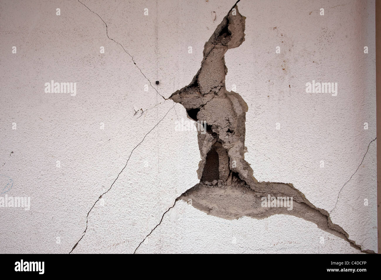 Earthquake damage on wall of business in Lorca, Spain. Major ...