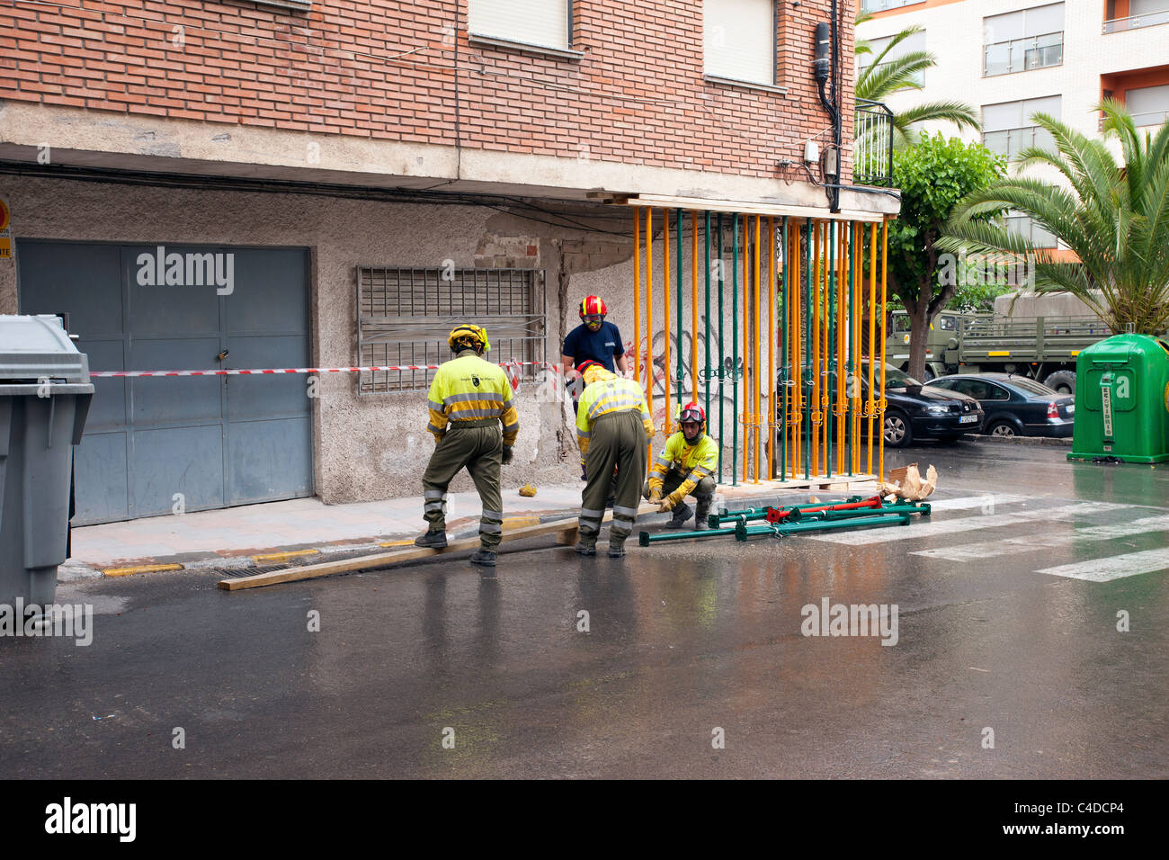 Lorca Spain earthquake building scene. Large destructive earthquake ...