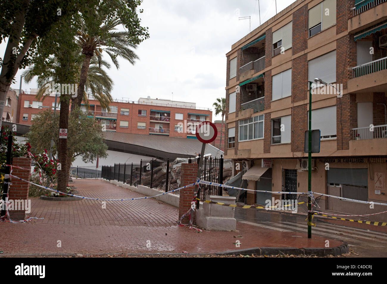 Lorca Spain earthquake building scene. Large destructive earthquake ...