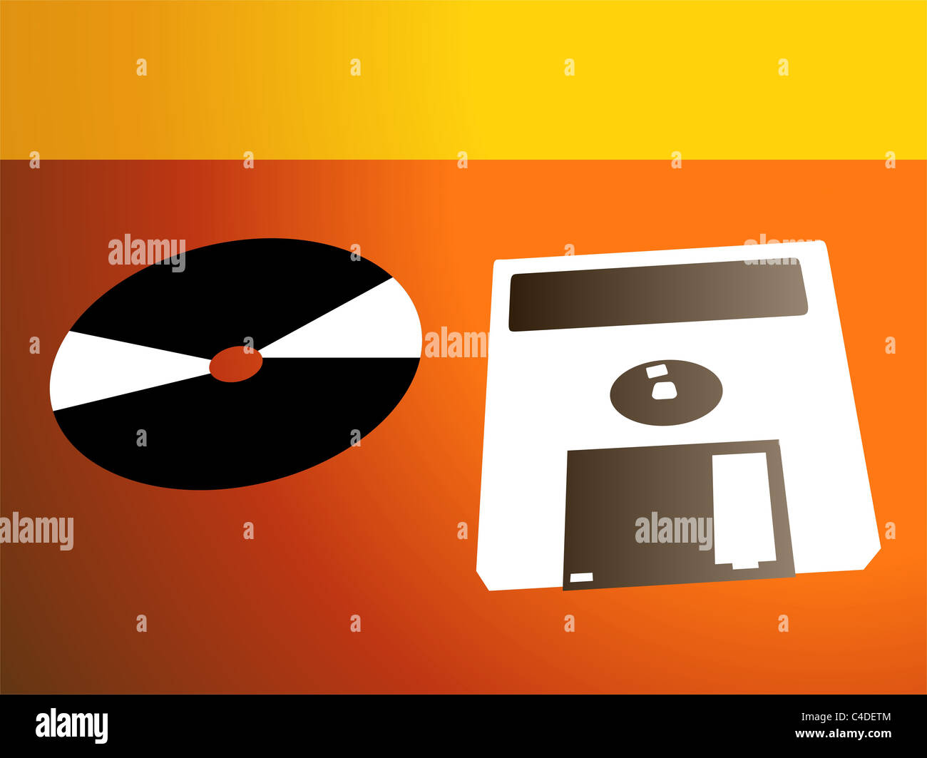 Illustration of a floppy and compact disc Stock Photo - Alamy