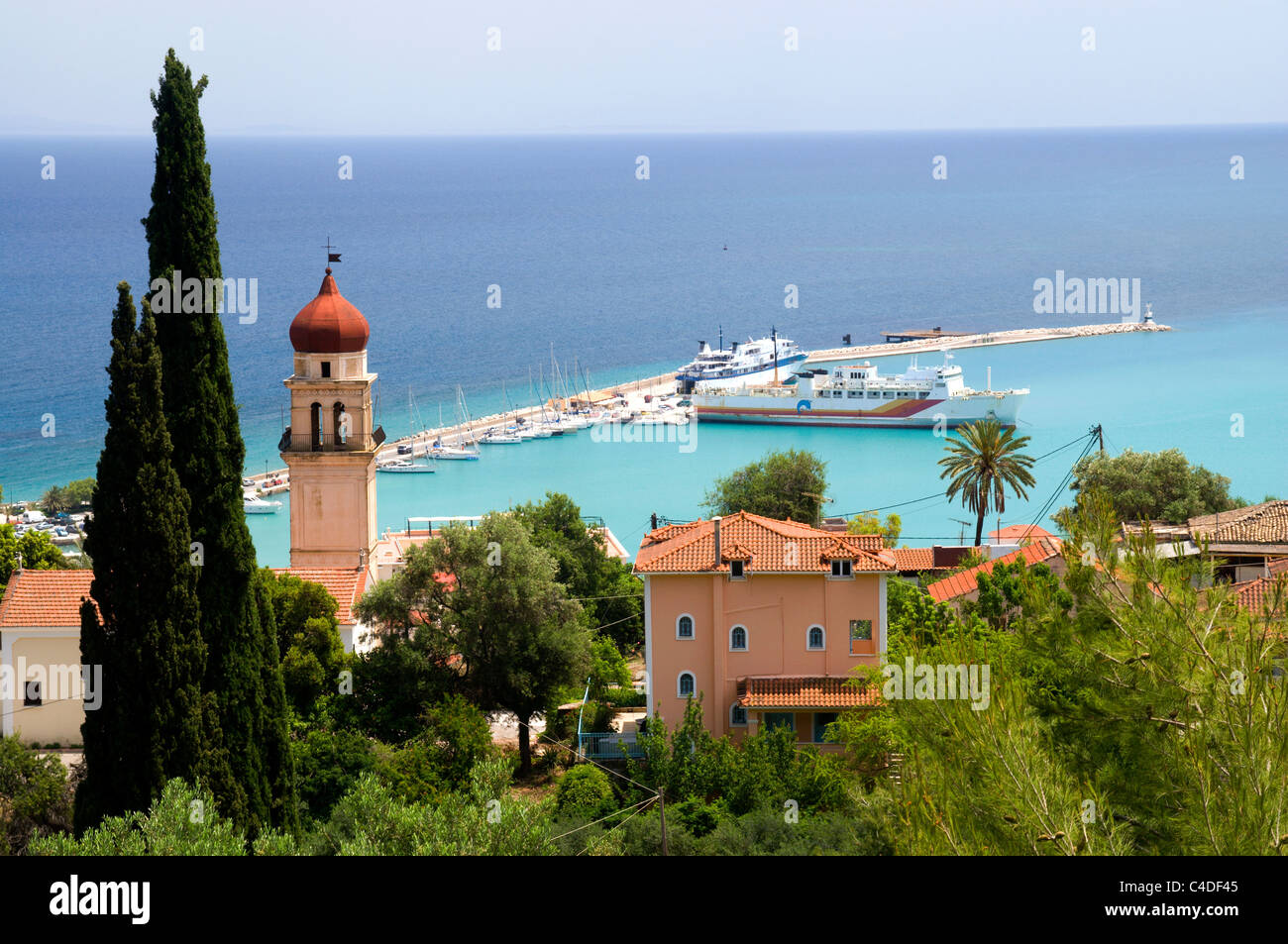view of zakynthos town and harbour from bohali, zakynthos/zante, greece ...