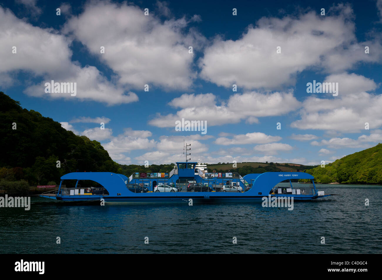 King Harry Car Ferry Crossing The River Fal In Cornwall, South West ...
