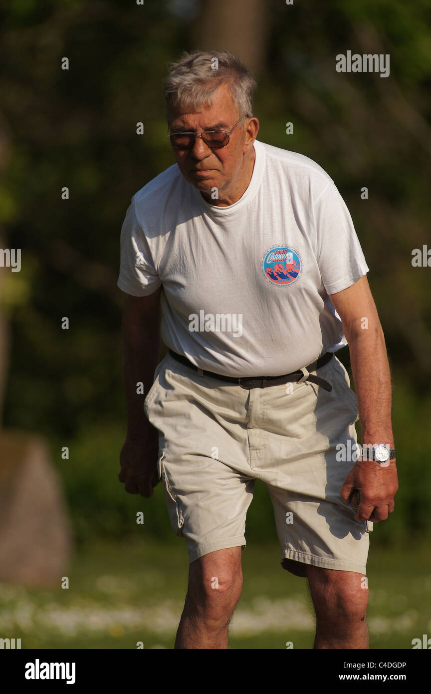 man playing boule in sweden Stock Photo - Alamy