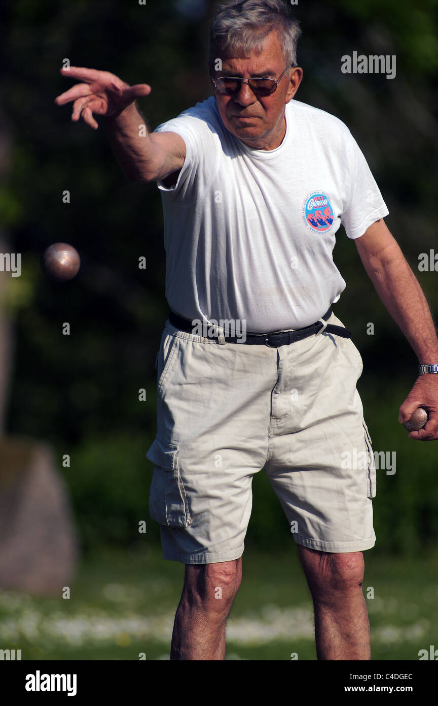 man playing boule in sweden Stock Photo - Alamy
