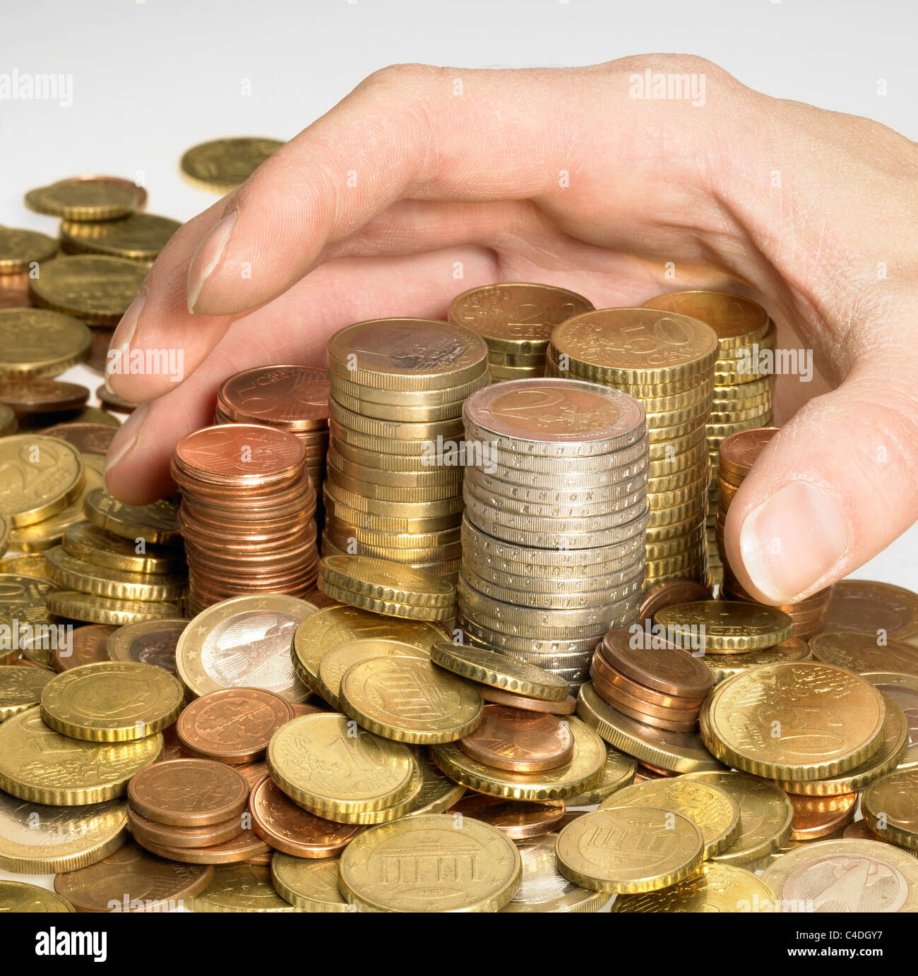 Hand reaching coins hi-res stock photography and images - Alamy