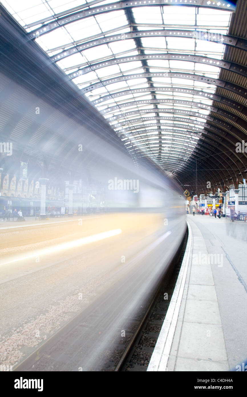 York Train Station Platform with passenger and train movement Stock ...