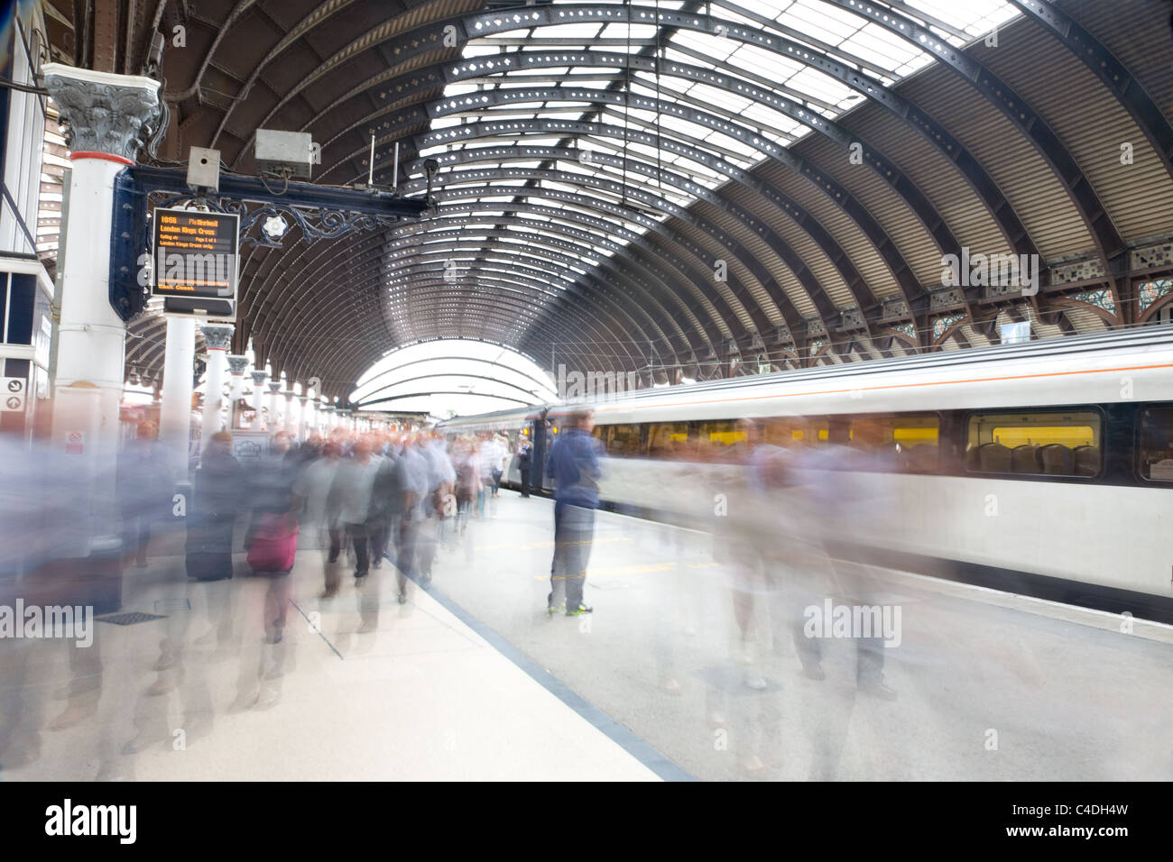 York Train Station Platform with passenger and train movement Stock ...