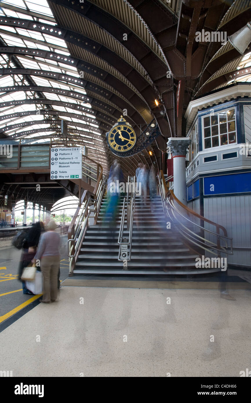 York Train Station Platform with passenger and train movement Stock ...