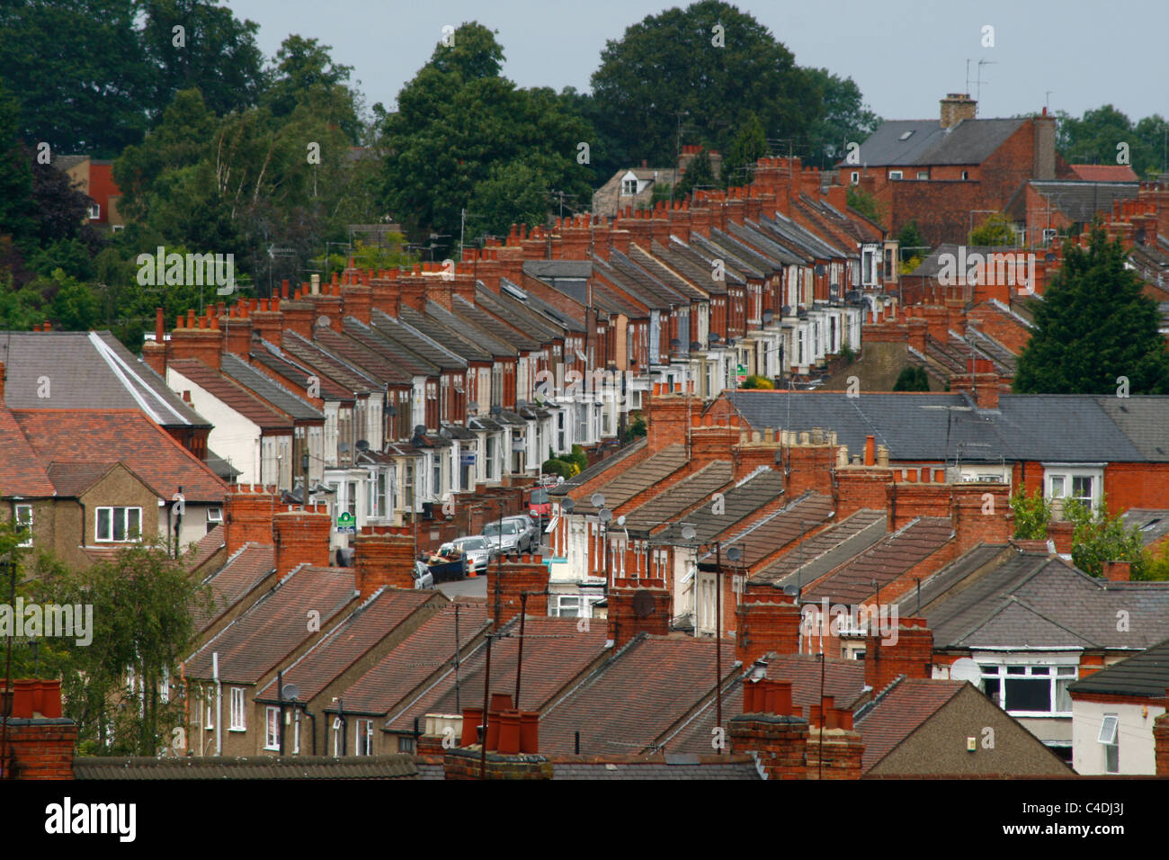 Ariel view of houses in a line Stock Photo - Alamy