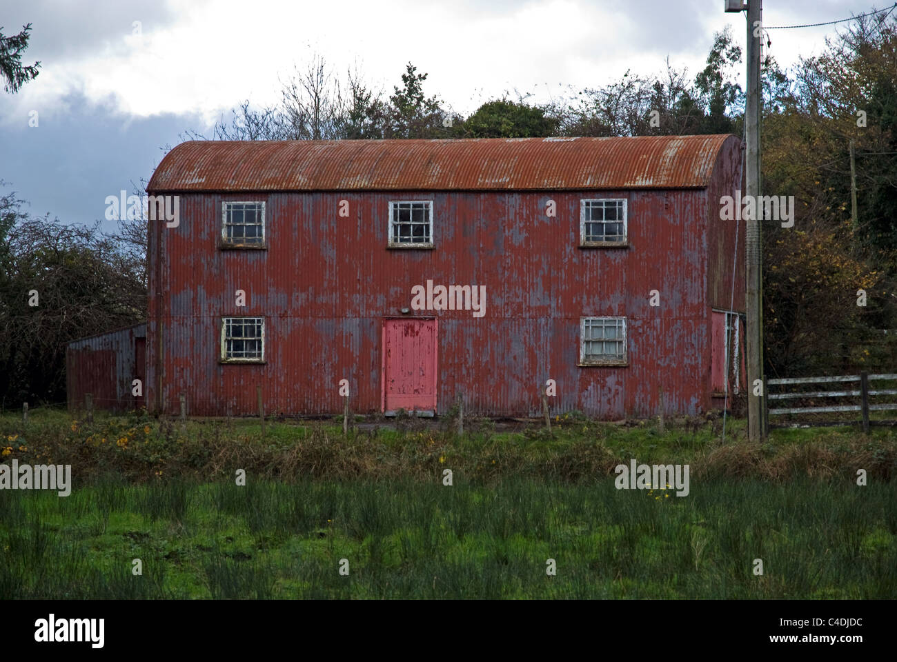 Corrugated Iron Red Barn, Lower Lough Erne, County Fermanagh, Northern ...