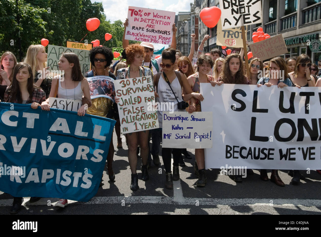 Slutwalk Slut Walk London 2011 UK . Liza Longstaff (centre) Womens ...