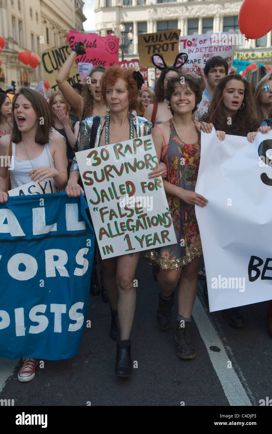 Lisa Longstaff (centre Left) of Women Against Rape and Anastasia ...
