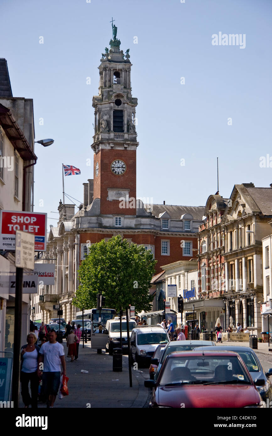 High Street Colchester, Essex, England with the Town Hall and Victoria ...