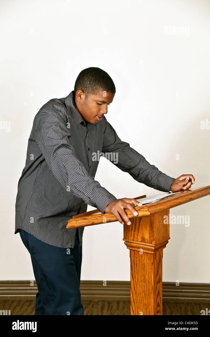 African american teen boy speaking audience hi-res stock photography ...