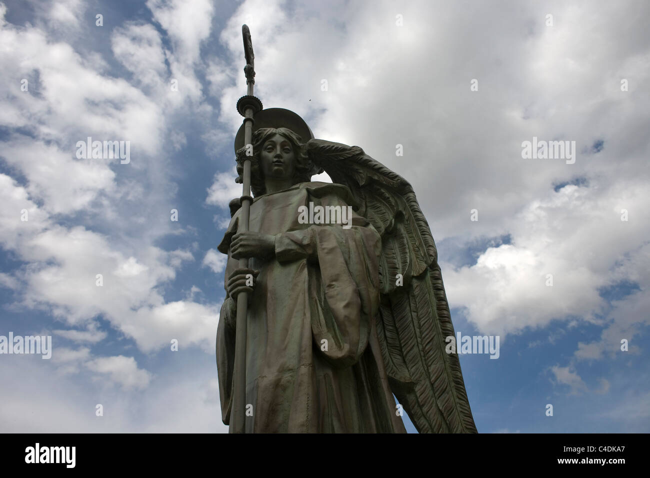 An angel is displayed in the patio of the Episcopal Palace constructed ...