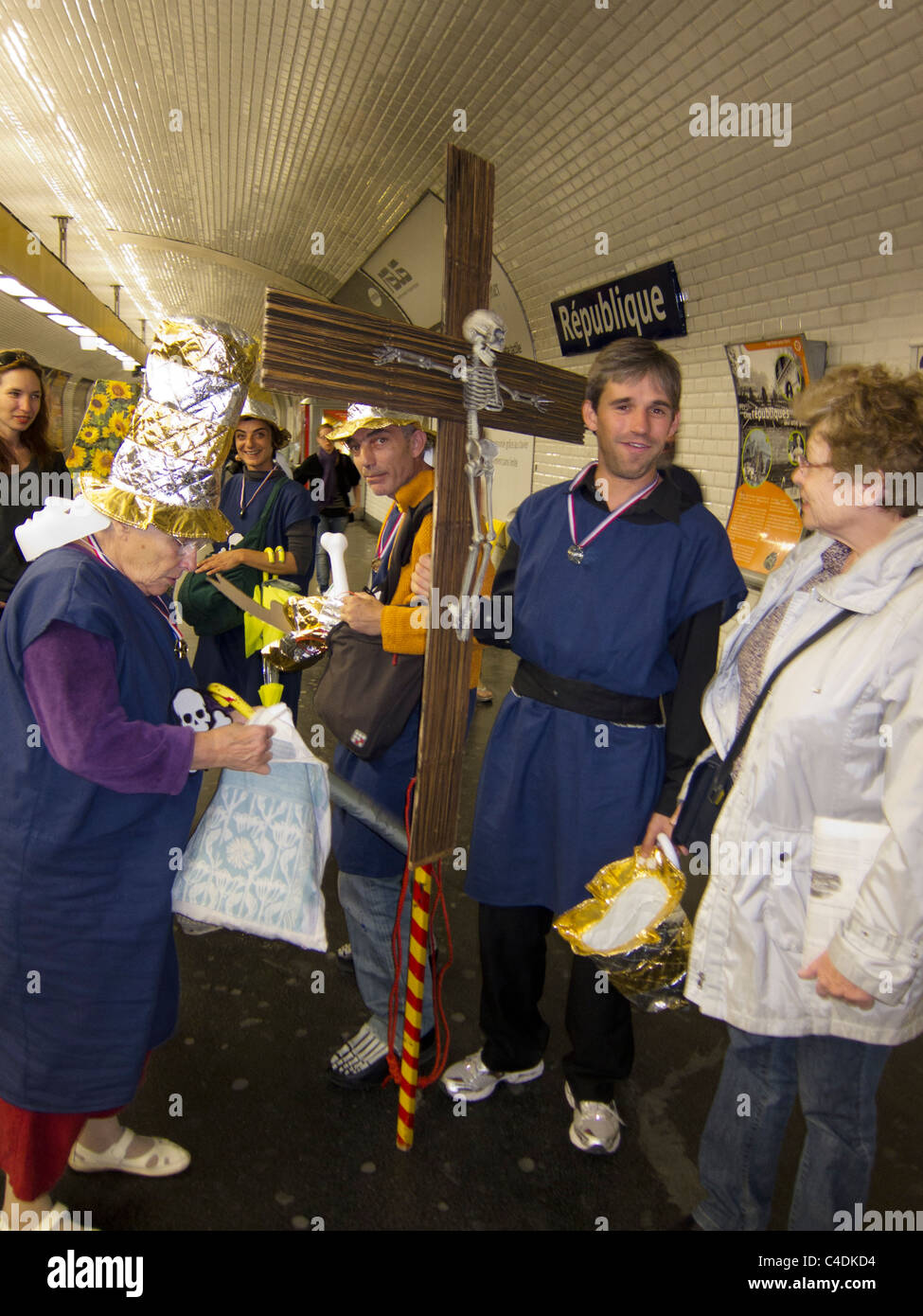 Paris, France, Group French Demonstrators in Religious Costumes in ...