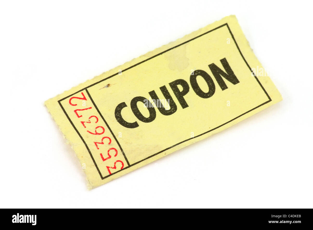 A yellow ticket on white background Stock Photo - Alamy