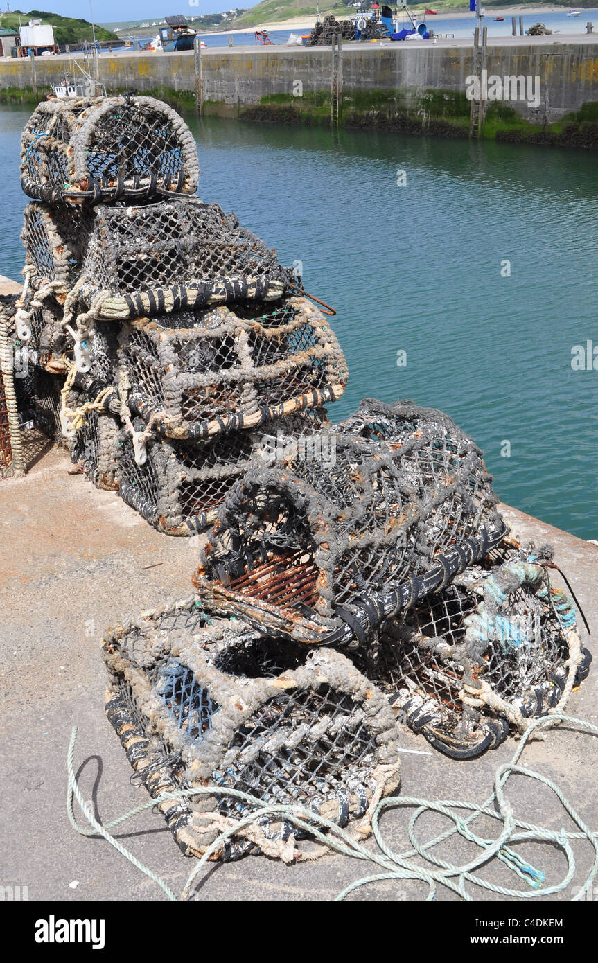Crab boxes, Padstow, Cornwall Stock Photo - Alamy