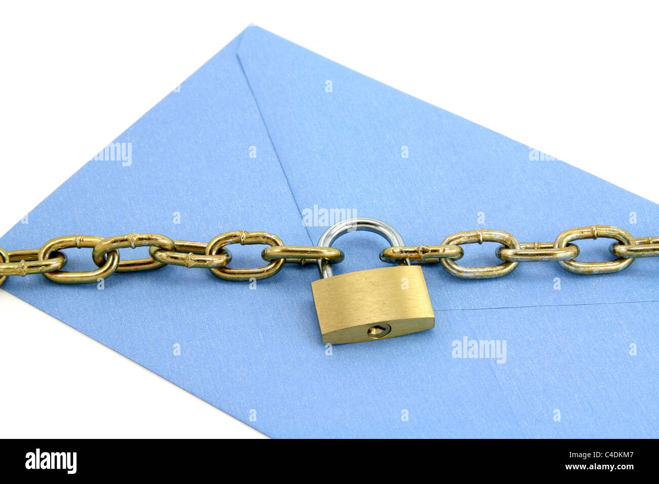 blue envelope and lock, concept of communication security Stock Photo ...
