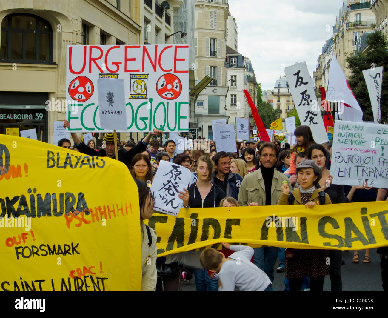Paris, France, Environmental Demonstration Against Nuclear Power, crowd ...