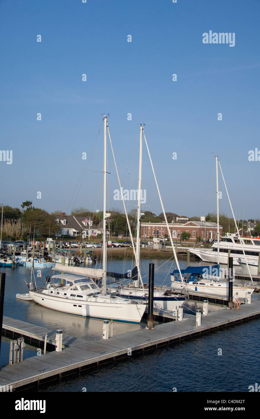 North Carolina, Beaufort. Historic downtown waterfront pier area Stock ...